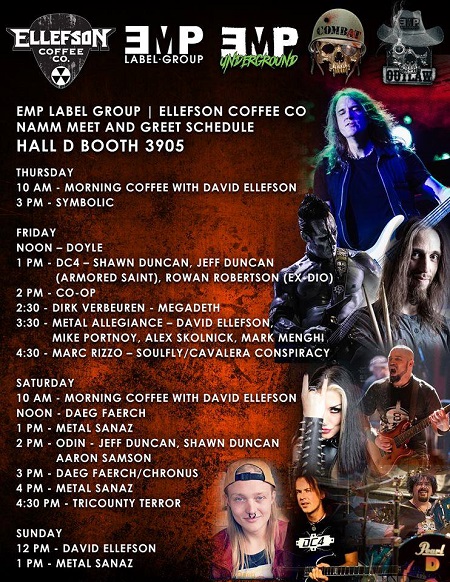 EMP Label Group NAMM 2018 David Ellefson Schedule, Odin, Marc Rizzo ...